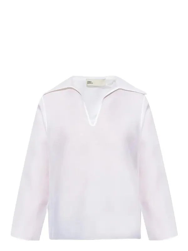 Tory Burch V-neck Long Sleeve Blouse - White