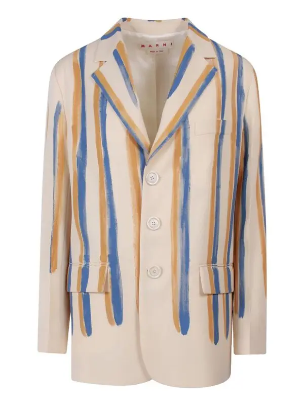 Marni Waterfall Stripe Printed Blazer - Nude