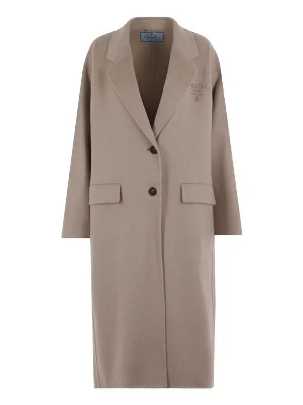 Prada Logo Printed Oversized-fit Coat - Snow White