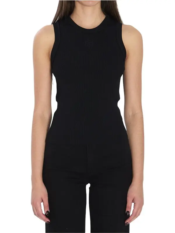 Loewe Anagram Embroidered Ribbed Top - Black
