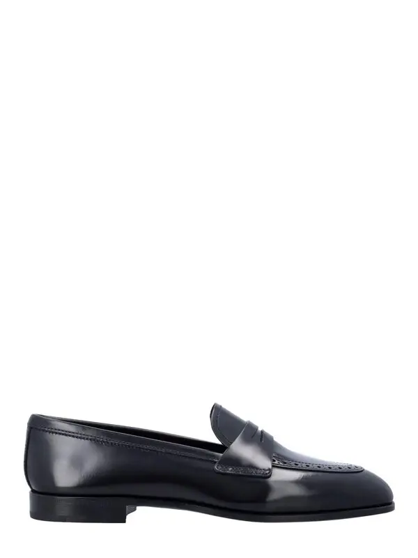 Church's Onyx Polished Fumé Leather Loafers - Black