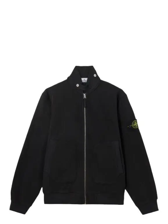 Stone Island Logo Patch Zip-up Track Jacket - Black