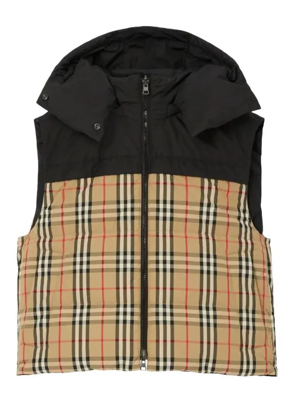 Burberry Vintage Check Hooded Down Gilet - Black
