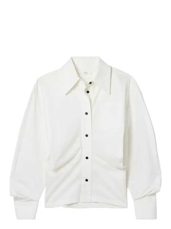 Co Name' Button Shirt With Exaggerated Lapel - White