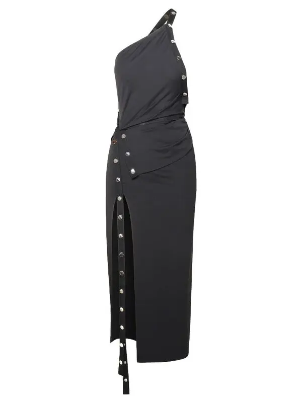 Attico One-shoulder Stud Embellished Dress - Black