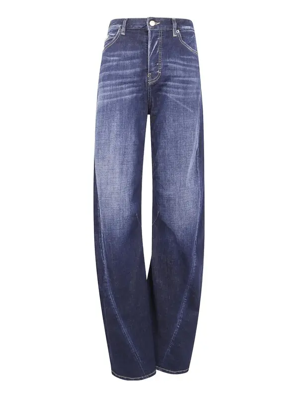 Dsquared2 Logo Plaque Twisted Leg Jeans - Black