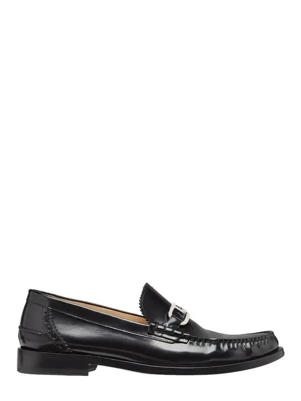 Fendi O'lock Logo-plaque Loafers - Black