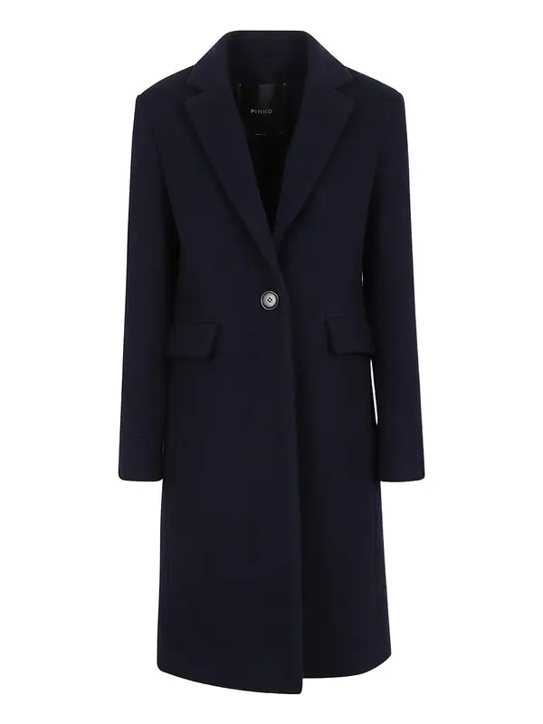 Pinko Single Breasted Long Coat - Black