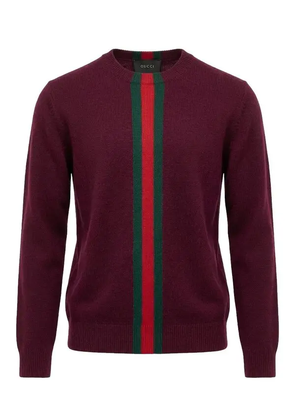 Gucci Wool Sweater With Web Intarsia - Brown