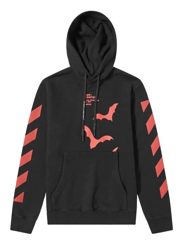 Off-White Bat Print Hooded Sweater - Black