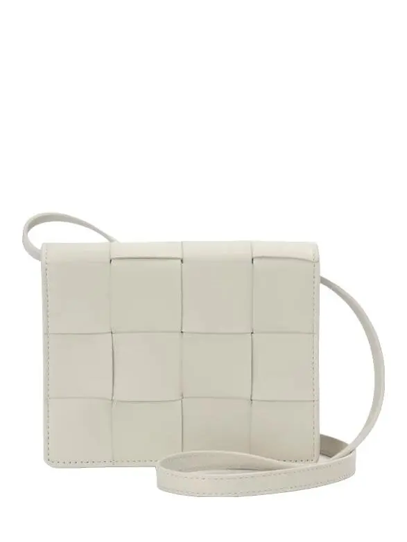 Bottega Veneta Mini Cassette Woven Clamshell Shoulder Bag - Plaster