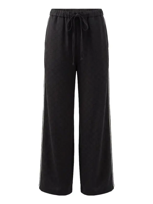 Gucci Gg Monogram Satin Pants - Black