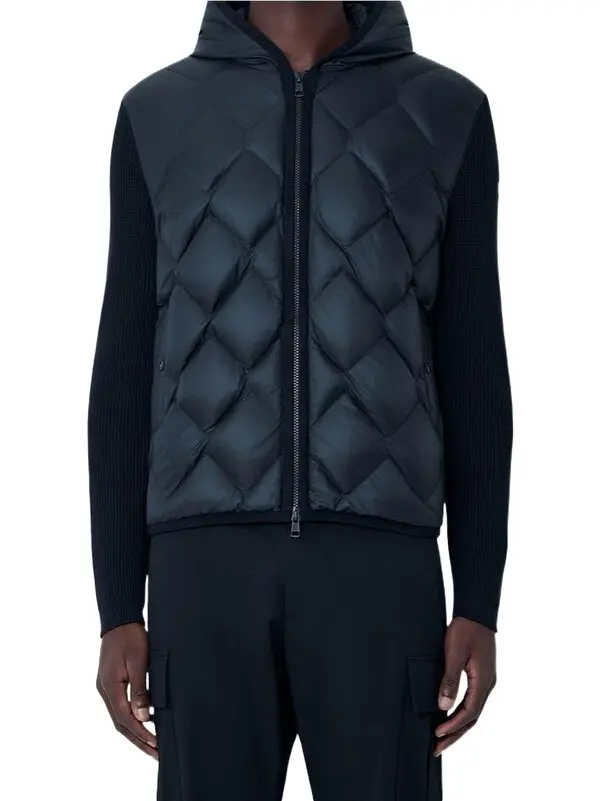 Moncler Quilted Puffer Gilet With Ribbed Sleeves - Black