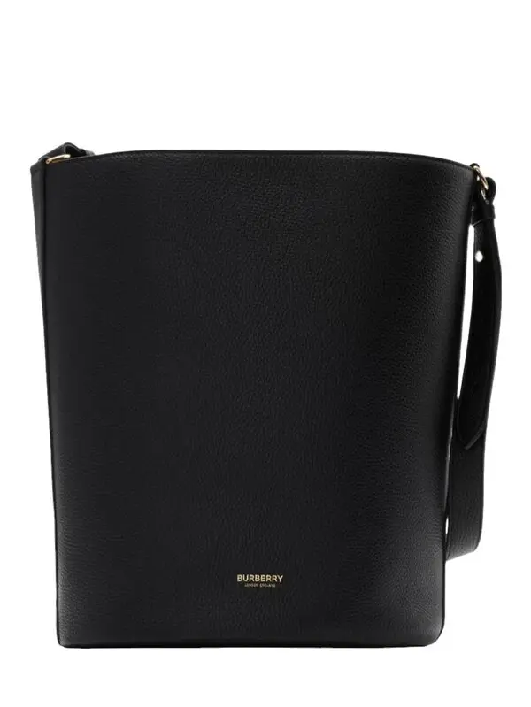 Burberry Logo Printed Medium Bucket Bag - Black