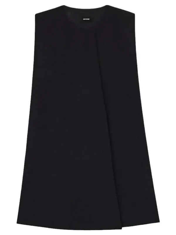 We11Done Sleeveless Wool Dress With Oblique Placket - Black