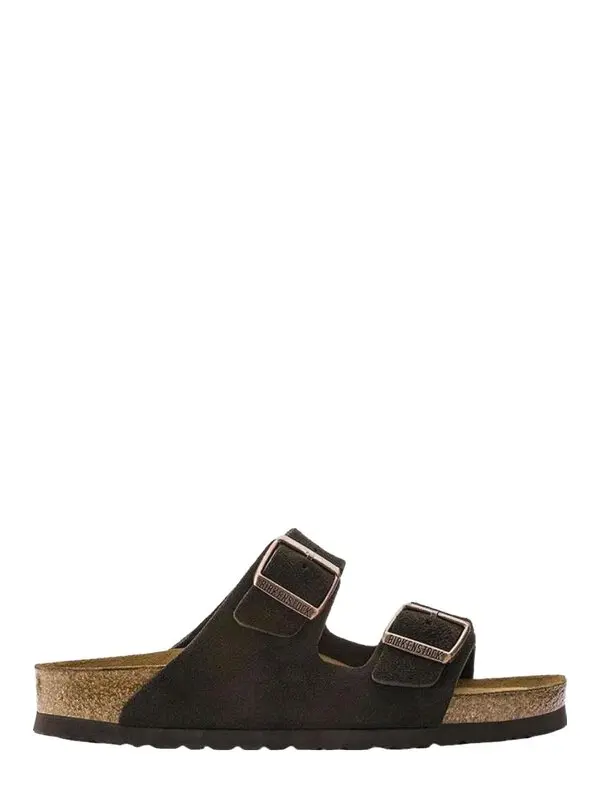 BIRKENSTOCK Suede Logo Slides - Black