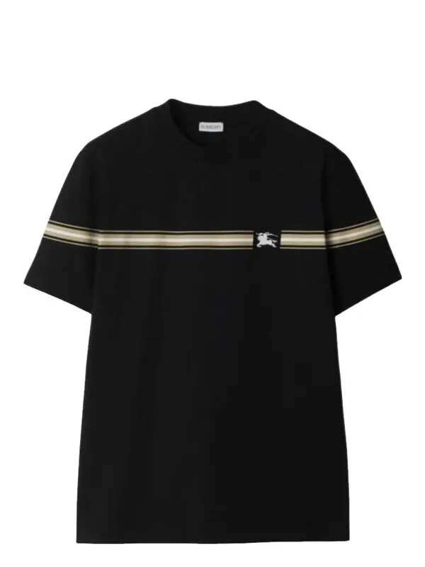 Burberry Striped-detail Cotton T-shirt - Black