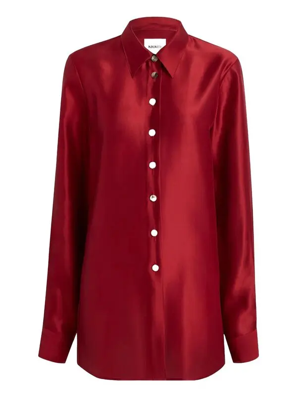 Khaite Long Sleeve Buttoned Shirt - Crimson