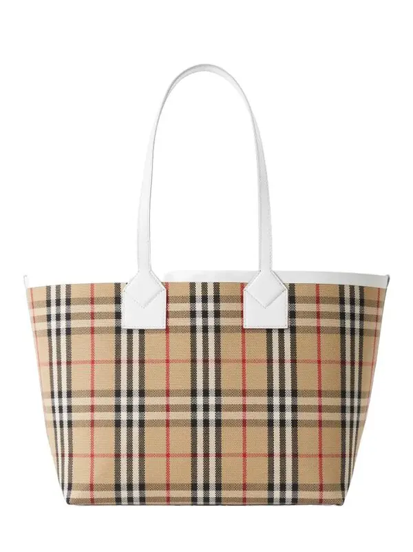 Burberry Small Checked Tote Bag - Nude