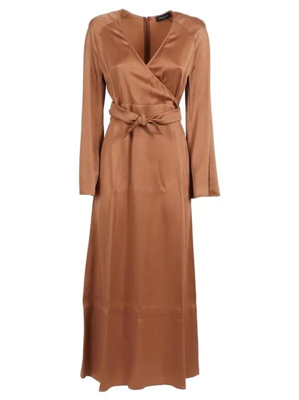 Fabiana Filippi Wrap V-neck Maxi Dress - Brown