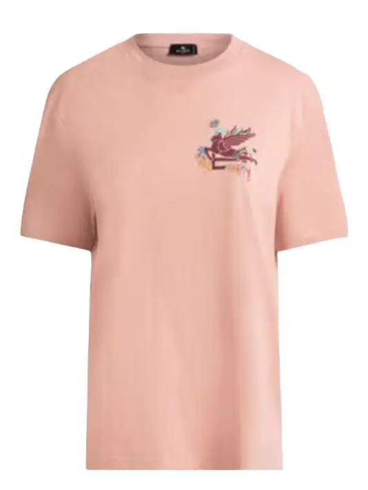 Etro Pegaso Motif Embroidered T-shirt - Pink