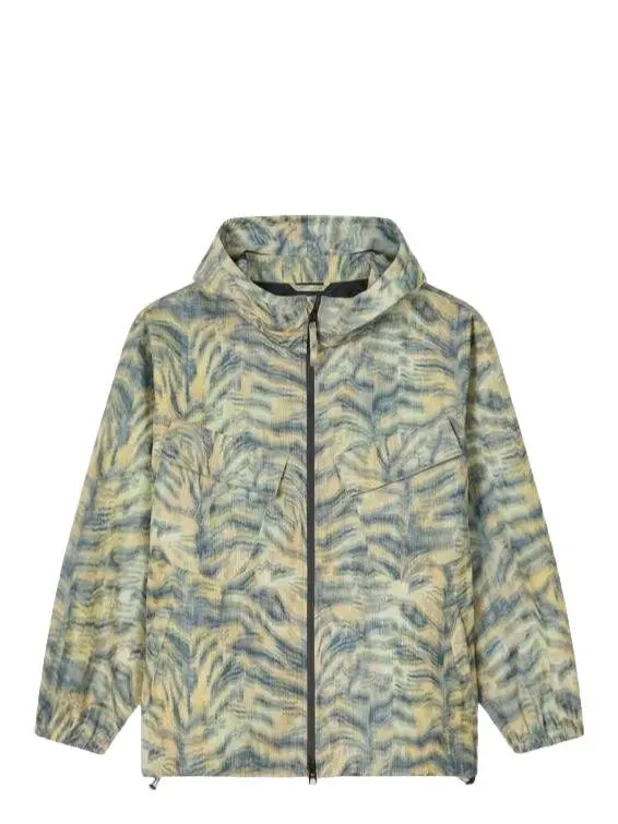 Kenzo Tiger Print Hooded Windbreaker - Marigold