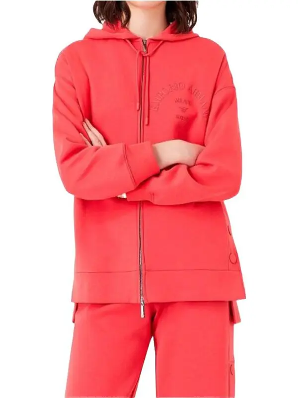 Emporio Armani Logo Casual Jacket With Hood - Orange