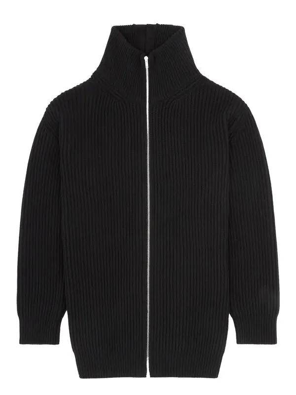 MAISON MARGIELA Ribbed Knit Cardigan Dress - Black