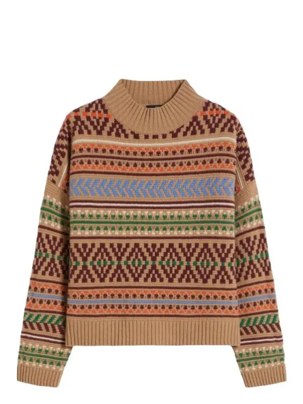 Max Mara Jacquard Crewneck Knitted Jumper - Camel