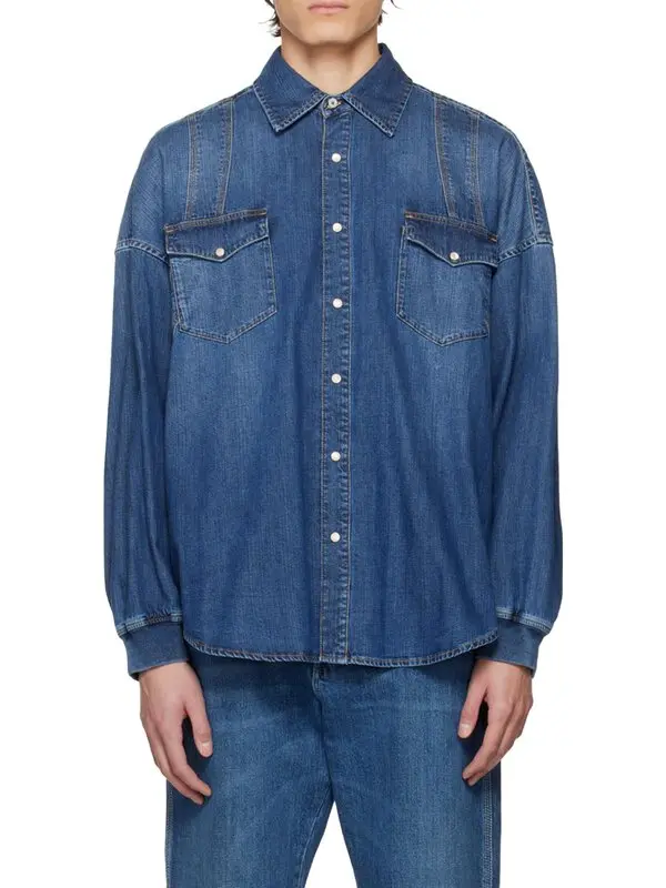 Alexander McQueen Buttoned Denim Shirt - Blue