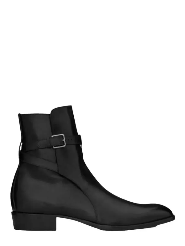 Saint Laurent Wyatt Jodhpur Boots With Buckle Detail - Black