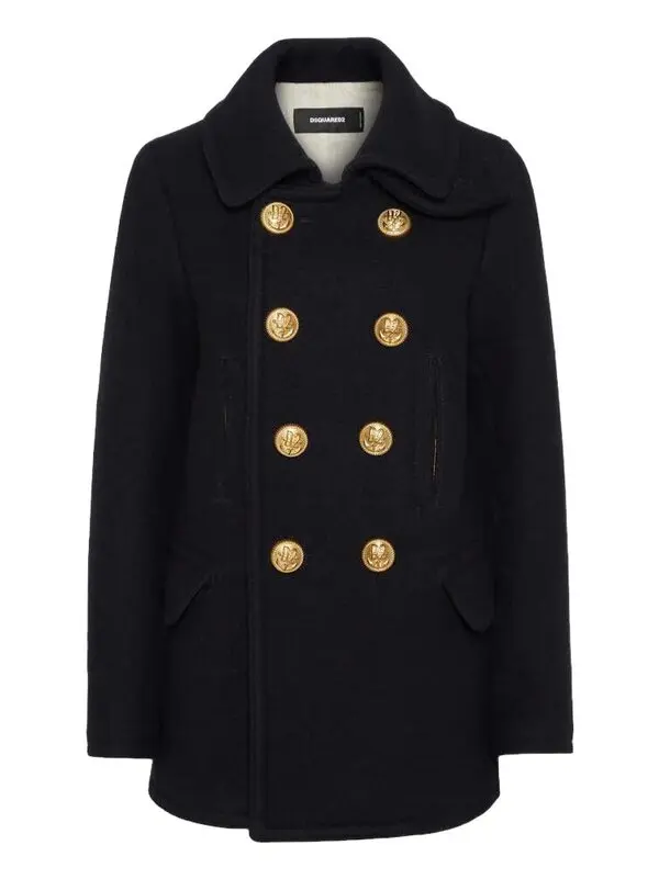 Dsquared2 Dean Double Breasted Peacoat - Blue