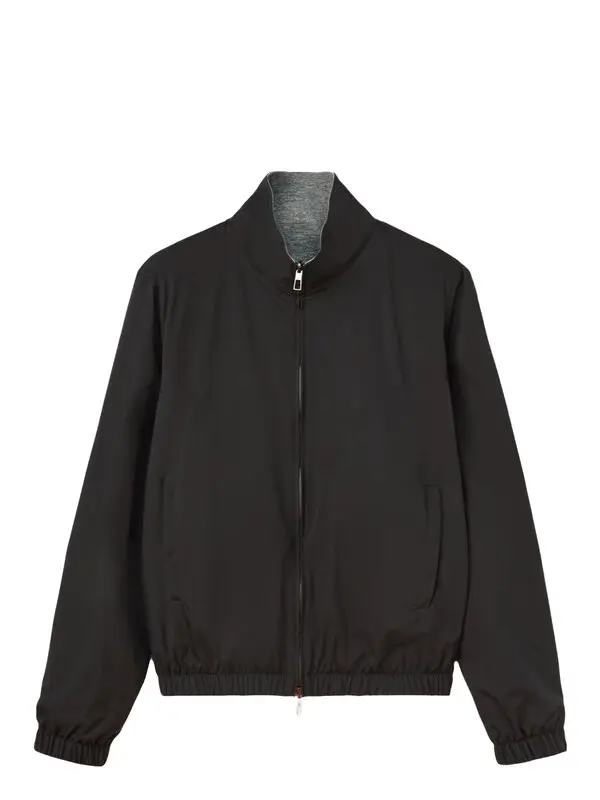 Loro Piana Bomber Jacket With Stand Collar And Zip-up Closure - Onyx/flannel Melange