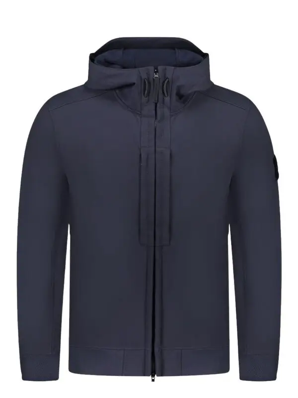 Stone Island Zip-up Drawstring Jacket With Logo Detail - Blue