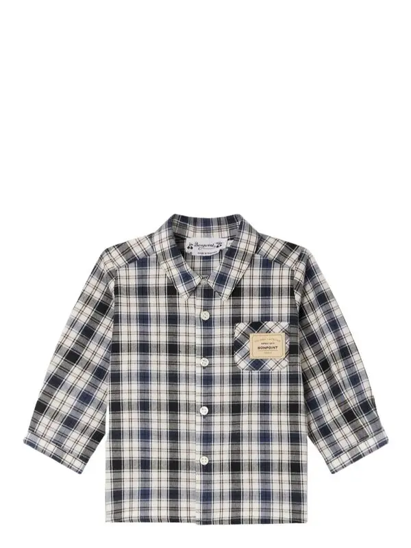 Bonpoint Checked Long-sleeve Shirt - Gray