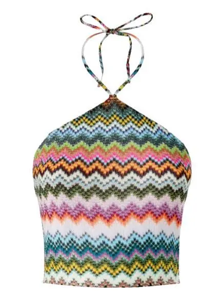 Missoni Chevron Halterneck Cropped Top - Black And Multicolour