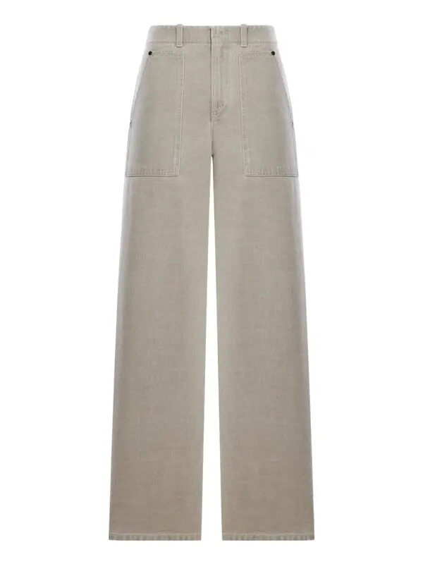 Fendi Logo Detailed Wide-leg Jeans - Nude