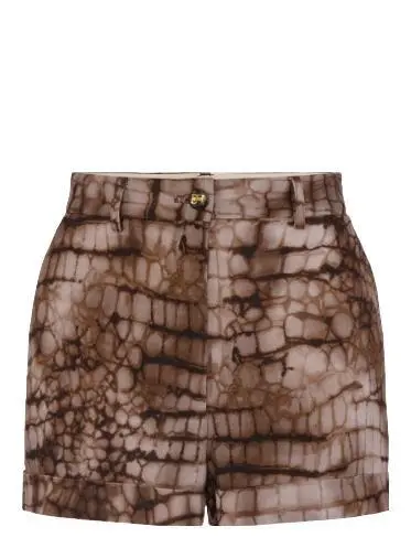 Elisabetta Franchi Patterned Tailored Shorts - Cocoa