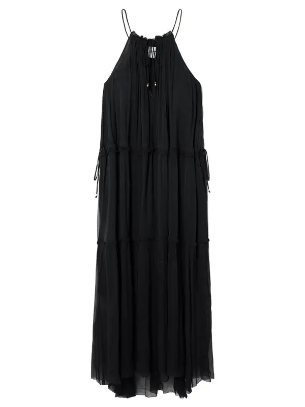 Isabel Marant Étoile Ruffled Tiered Chiffon Midi Dress - Black