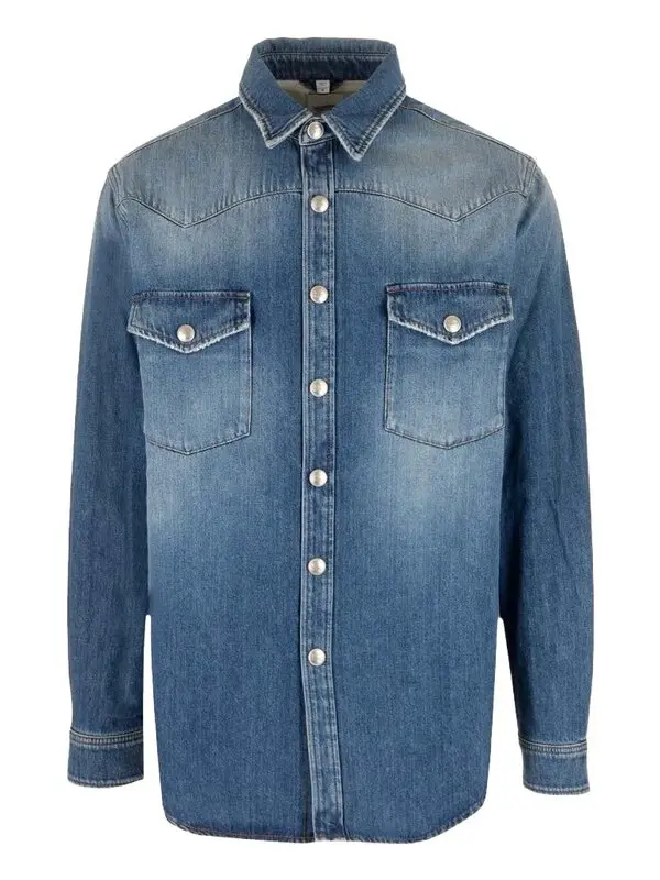 Burberry Long-sleeved Buttoned Denim Shirt - Blue