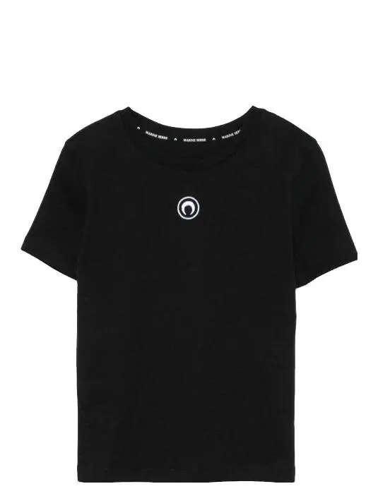 MARINE SERRE Crescent Moon Embroidered Crewneck T-shirt - Black