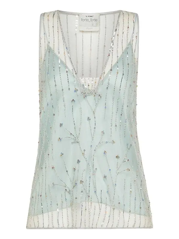 FORTE_FORTE Embellished V-neck Sleeveless Top - Firefly