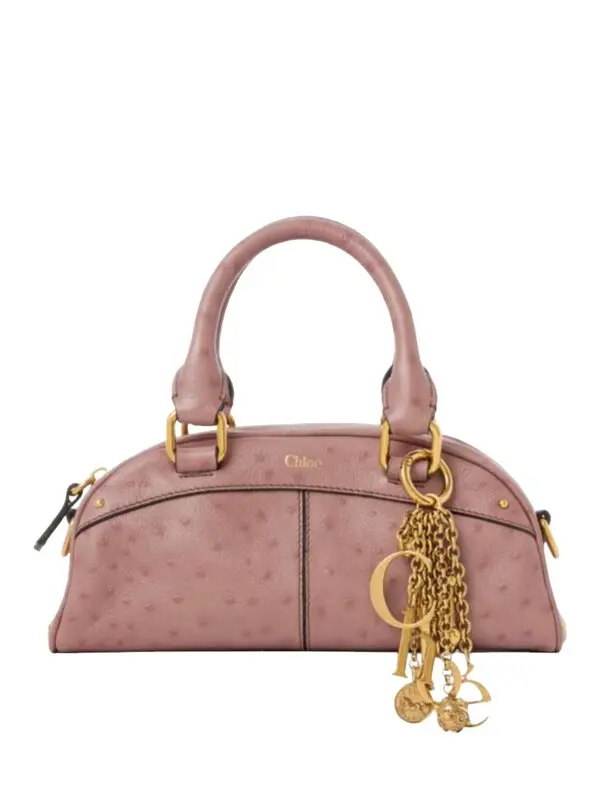 Chloé Logo Plaque Zip-up Small Bowling Bag - Nougat