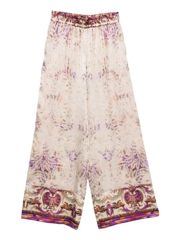 PIERRE-LOUIS MASCIA Printed Wide-leg Pants - Nude