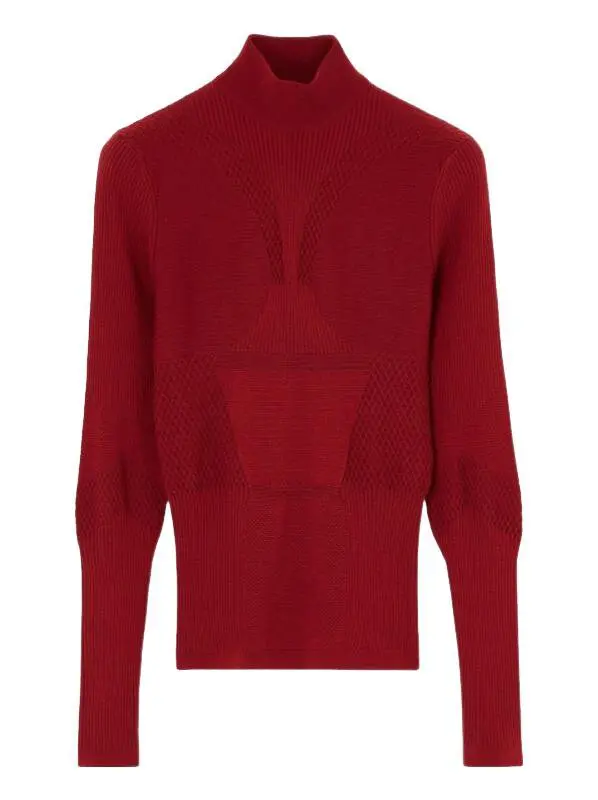 Loro Piana Durango High Neck Ribbed Technical Wool Sweater - Retro Red