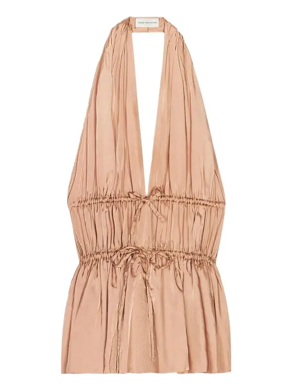 Dries Van Noten Halterneck Peplum Top - Smoke
