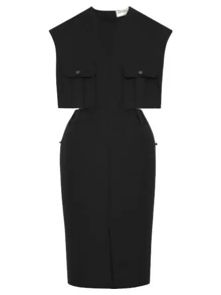 Saint Laurent Cut-out Crewneck Dress - Black