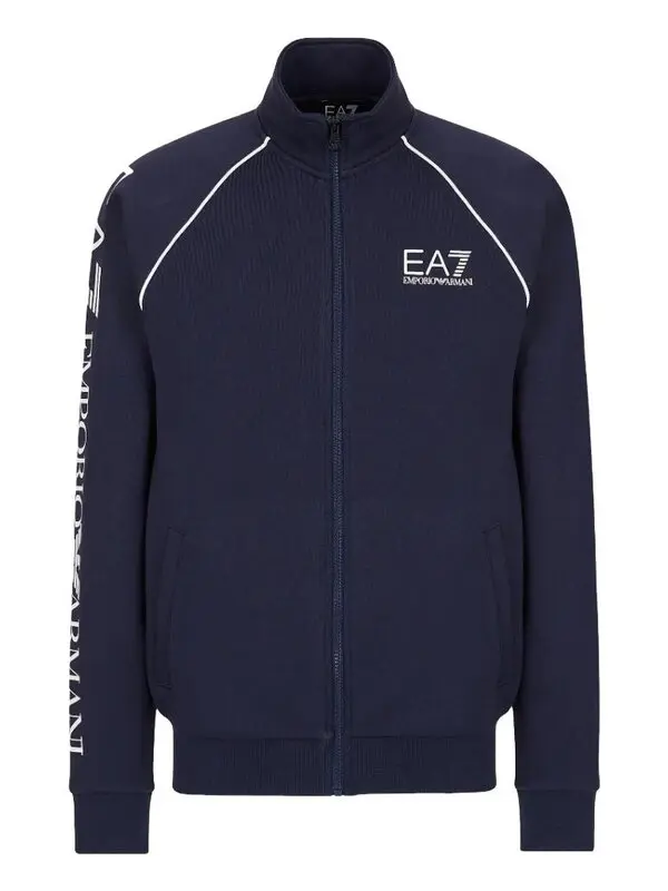 EA7 Zip-up Casual Jacket With Logo Detail - Black