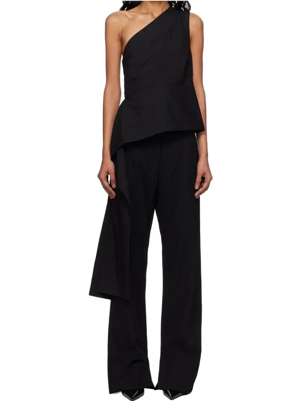 ST. AGNI One-shoulder Asymmetrical Cardigan With Side Zipper - Black