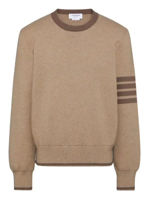 Thom Browne 4-bar Stripe Detail Knitted Pullover - Nude